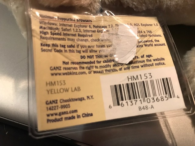 Webkinz Yellow Lab HM153 With Code GANZ Stuffed Plush Dog Retired for ...