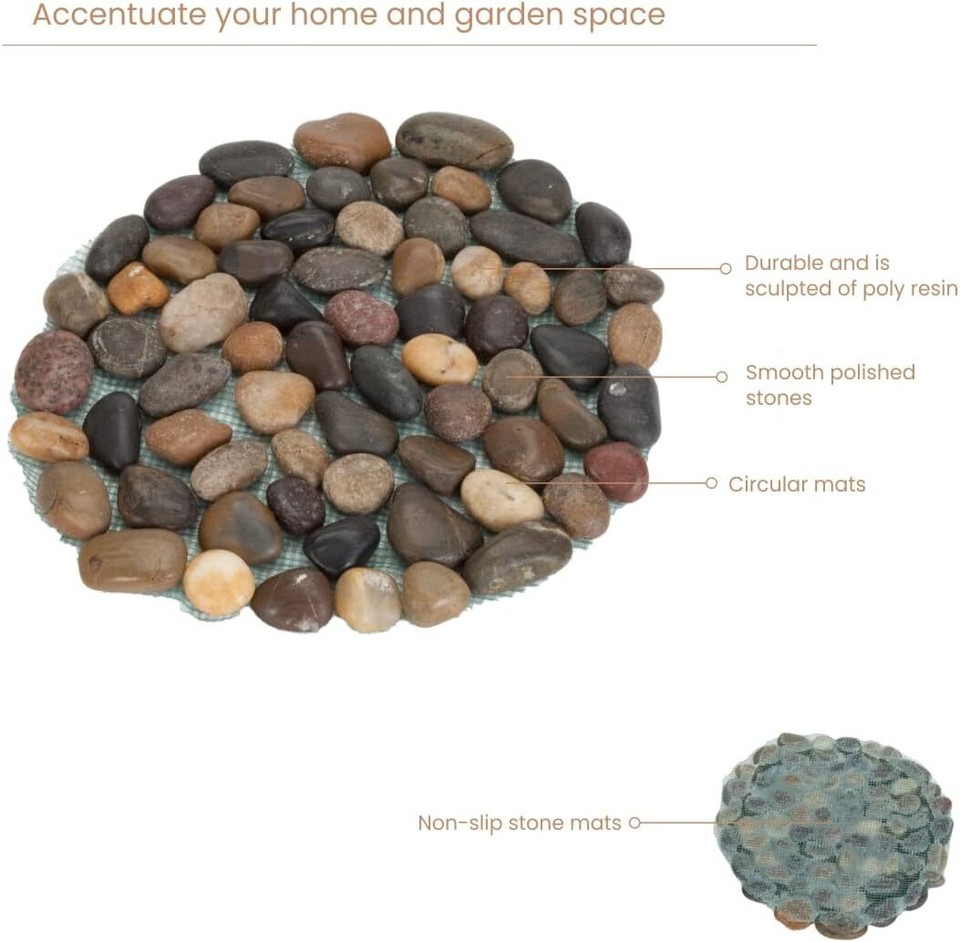 12 Inch Riverstone Round Stepping Stones - Set of 3 - Garden Decor | eBay