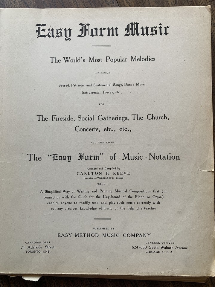 Piano Easy Form Sheet Music Antique 1913 Worlds Most Popular Melodies ...