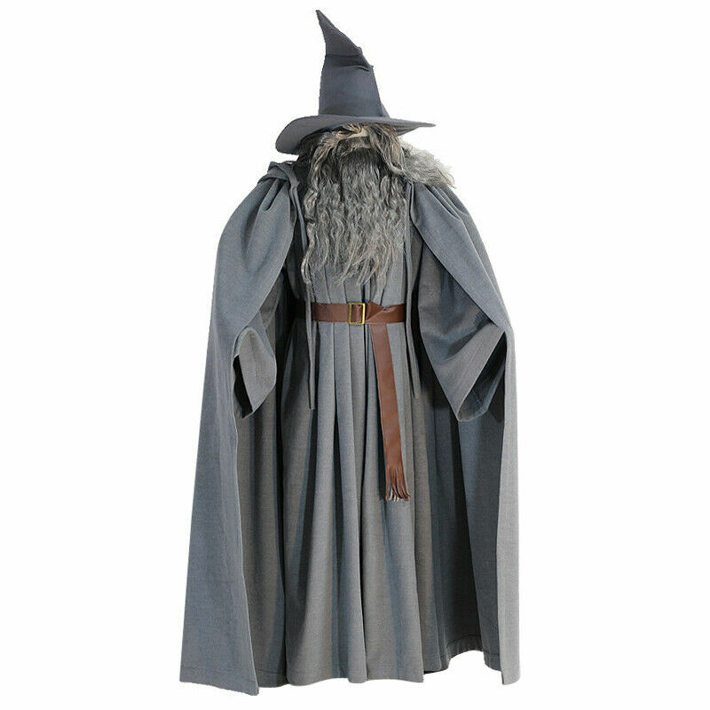 The Lord of the Rings Gandalf Cosplay Costume Cloak Outfit Hobbit Beard ...