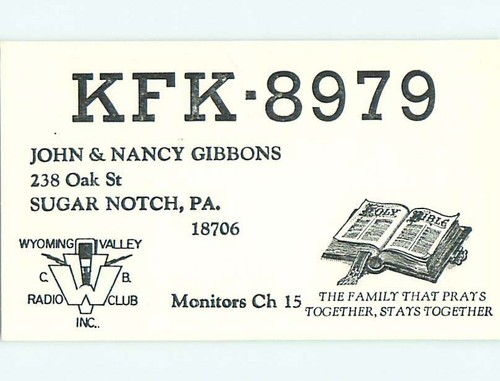 Holy Bible - Religion Religious - Qsl Ham Radio Card Sugar Notch PA ...