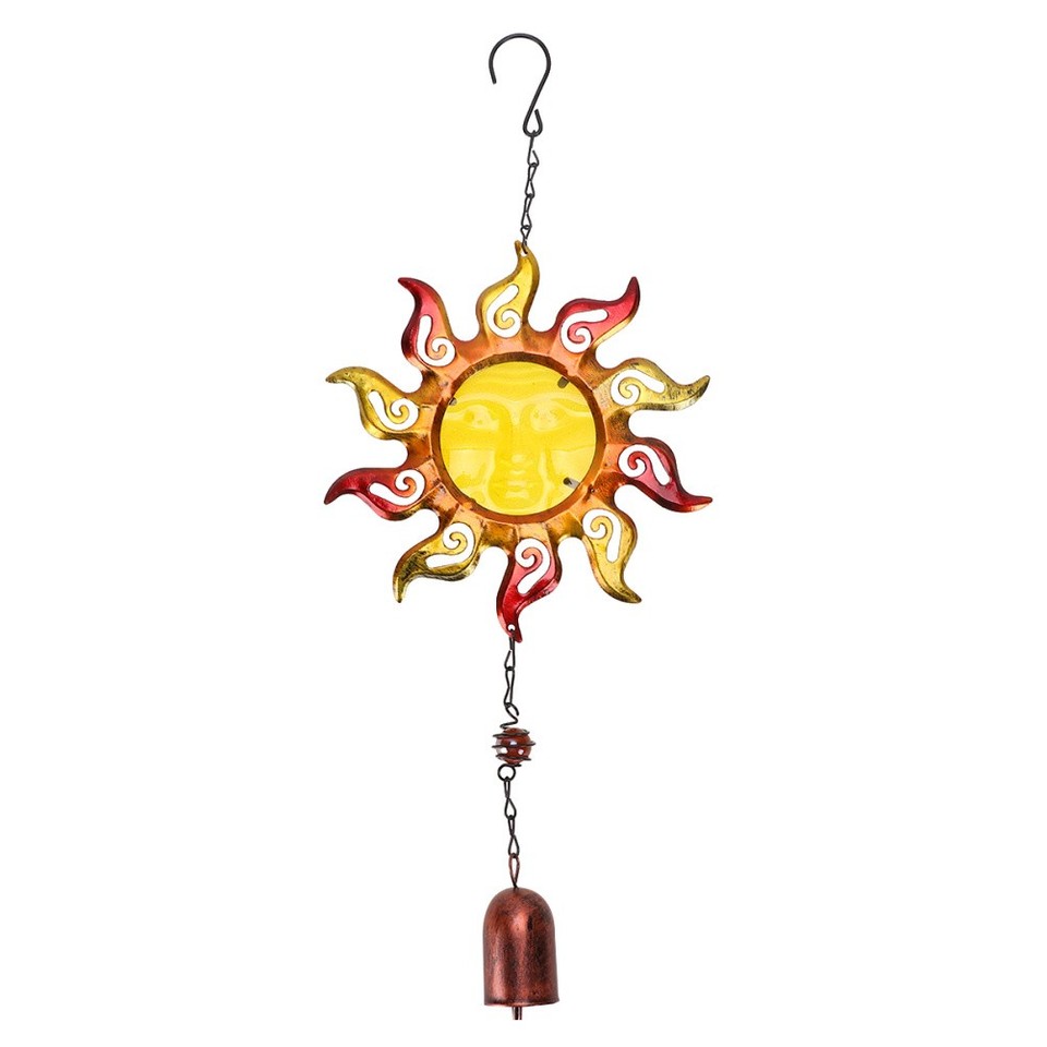 1Pc Sun Shape Wind Chime Creative Wind Bell Iron Art Glass Aeolian Bell ...