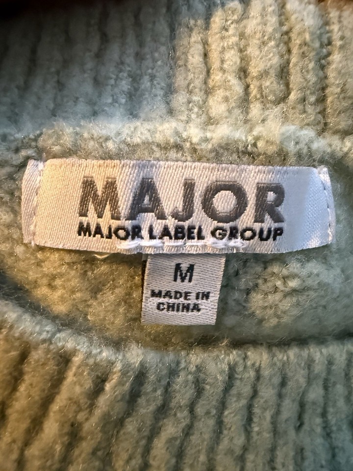 Major Label Group Nylon Acrylic Green Sweater With Floral Embroidery ...