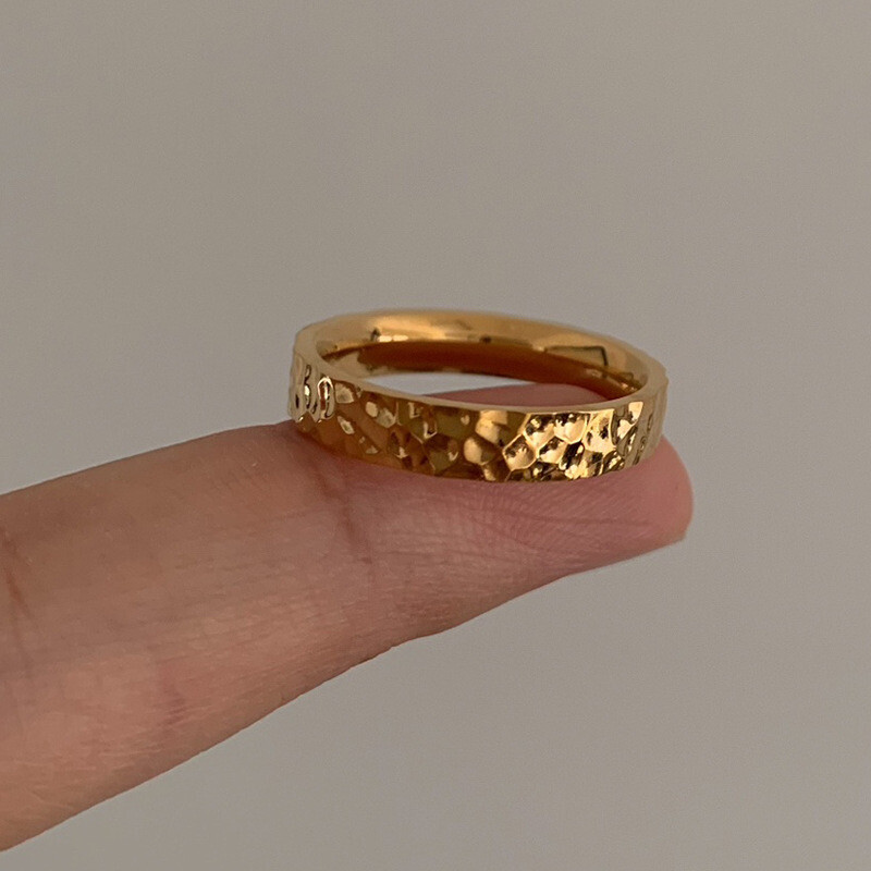 Woman 18k Gold Plated Stainless Steel Texture Band Ring 6-9 | eBay