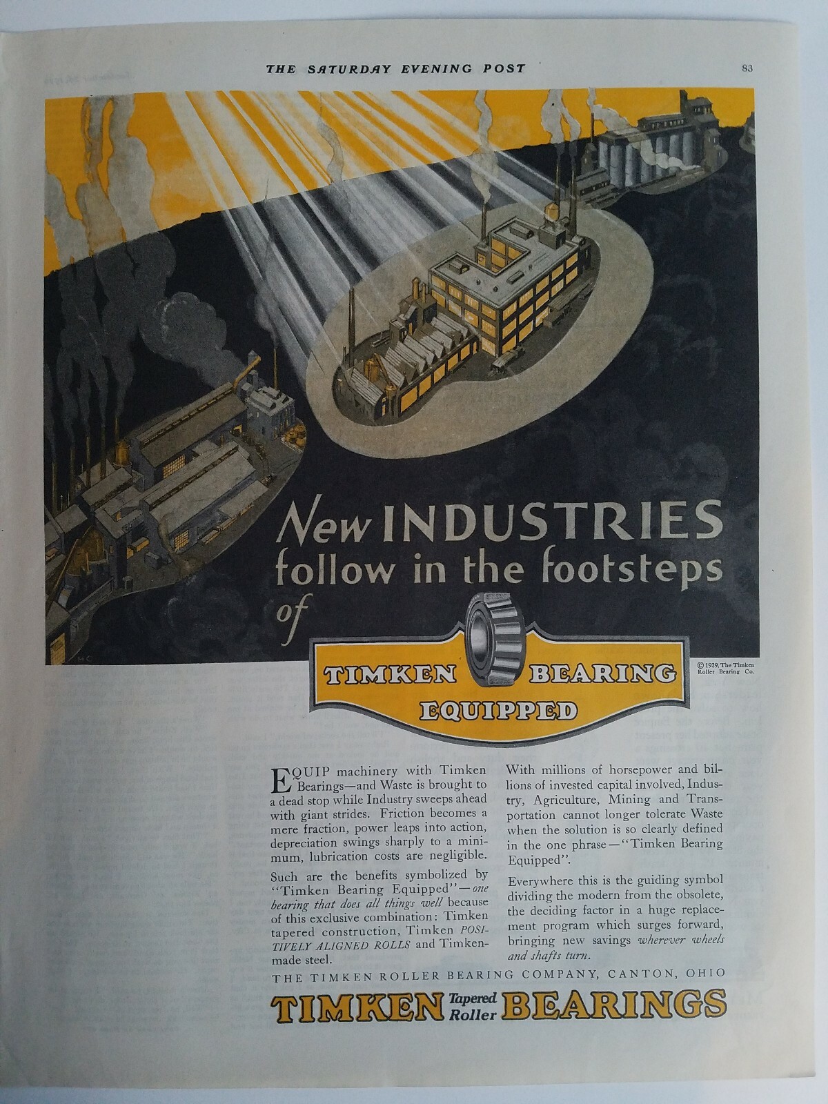 1929 Timken tapered roller bearings Company Canton Ohio vintage ad | eBay