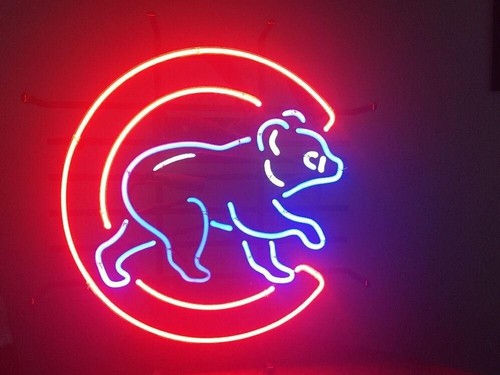 Chicago Cubs World Series 20"x20" Neon Sign Light Lamp Walking Bear ...