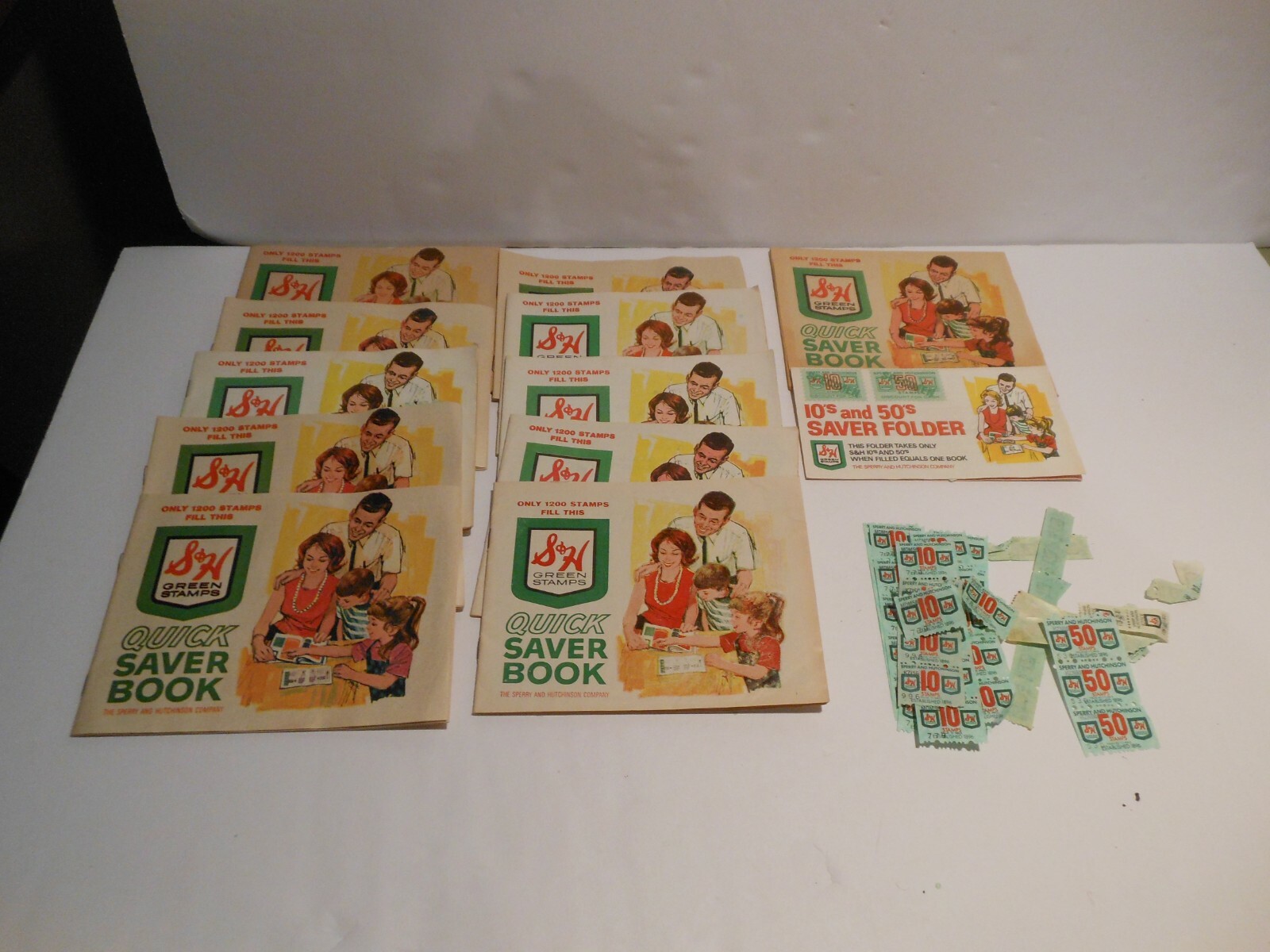 Lot of 12 Vtg S&H Green Stamp Quick Saver Books filled with Stamps ...