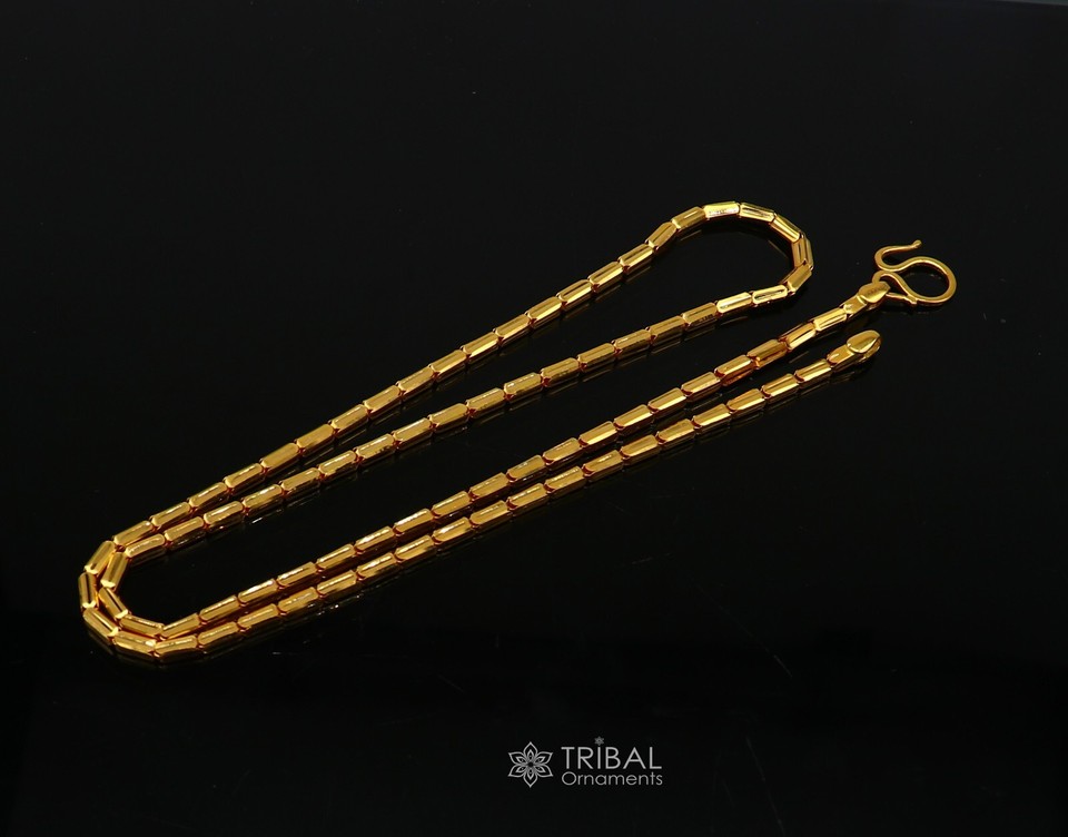 22kt yellow gold unique baht chain necklace best unisex gifting ch580 ...
