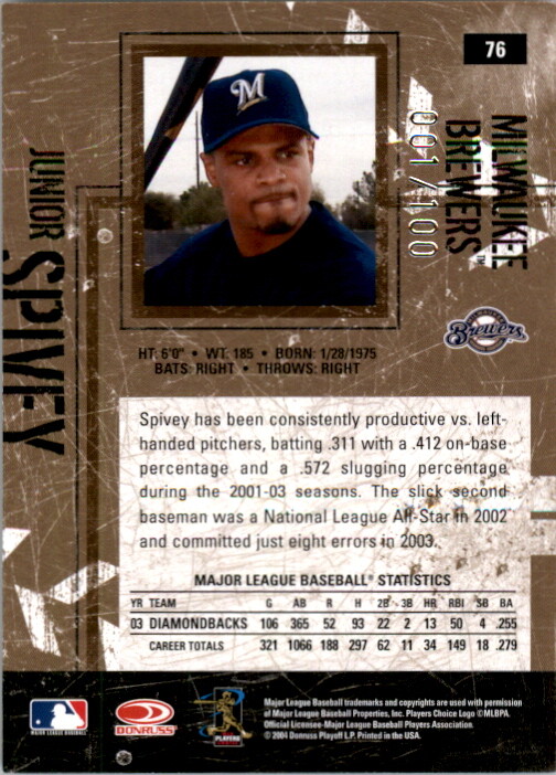 2004 Leather and Lumber Silver #76 Junior Spivey /100 | eBay
