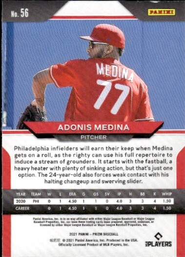 2021 Panini Prizm #56 Adonis Medina RC Philadelphia Phillies Baseball ...