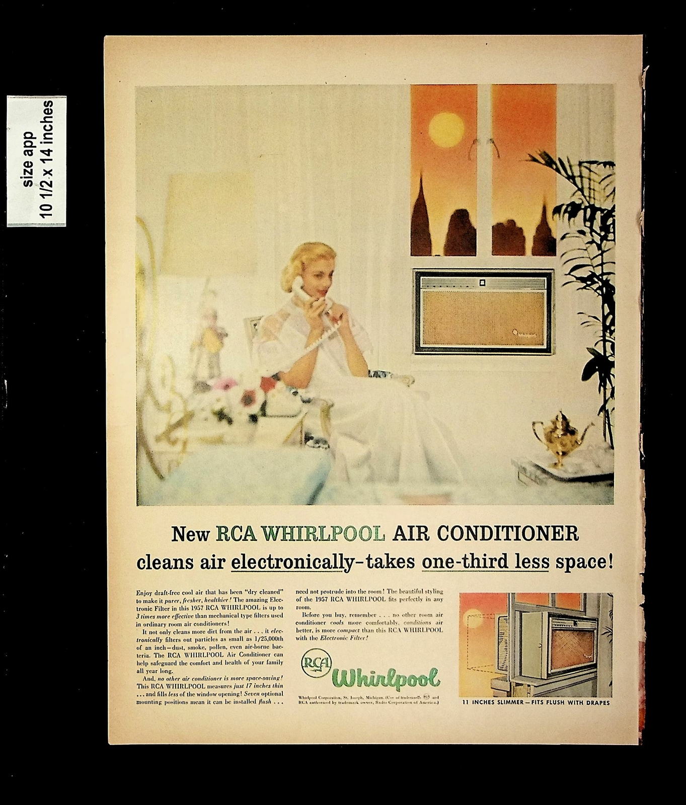1957 Whirlpool RCA Air Conditioner Vintage Print Ad 9583 | eBay