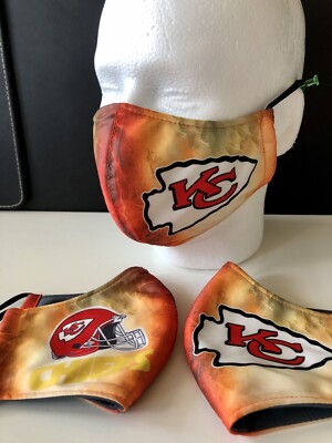 3-Layer-Washable Face Mask Kansas City Chiefs w/ Fabric Filter. 2 mask ...