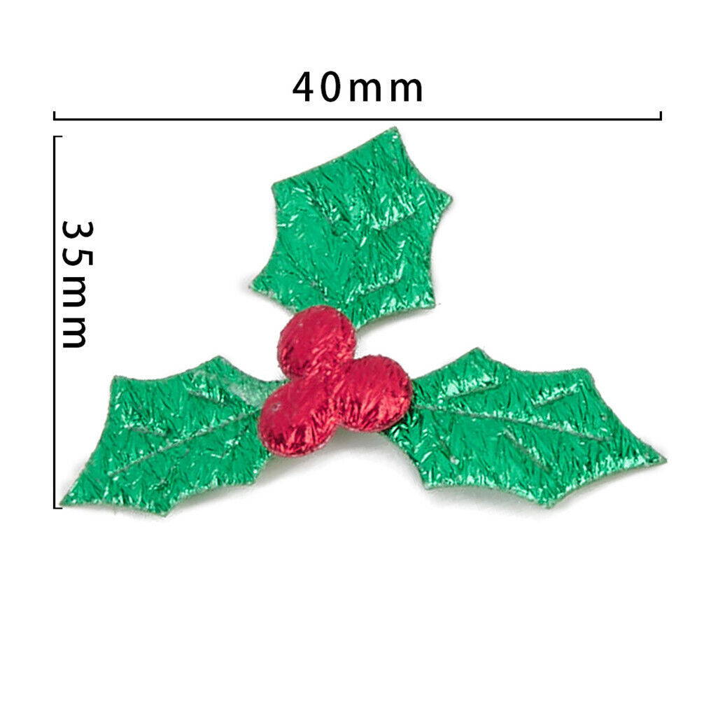 20-500x Christmas Mini Holly & Berry Leaves Embellishments DIY Craft ...