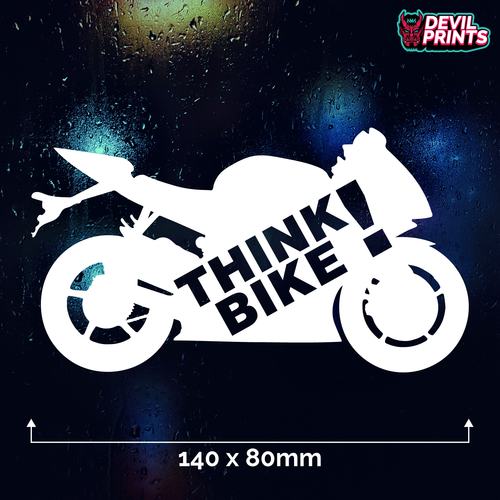 THINK BIKE Safety Motorbike Awareness Motorcycle Ride Sticker Window ...