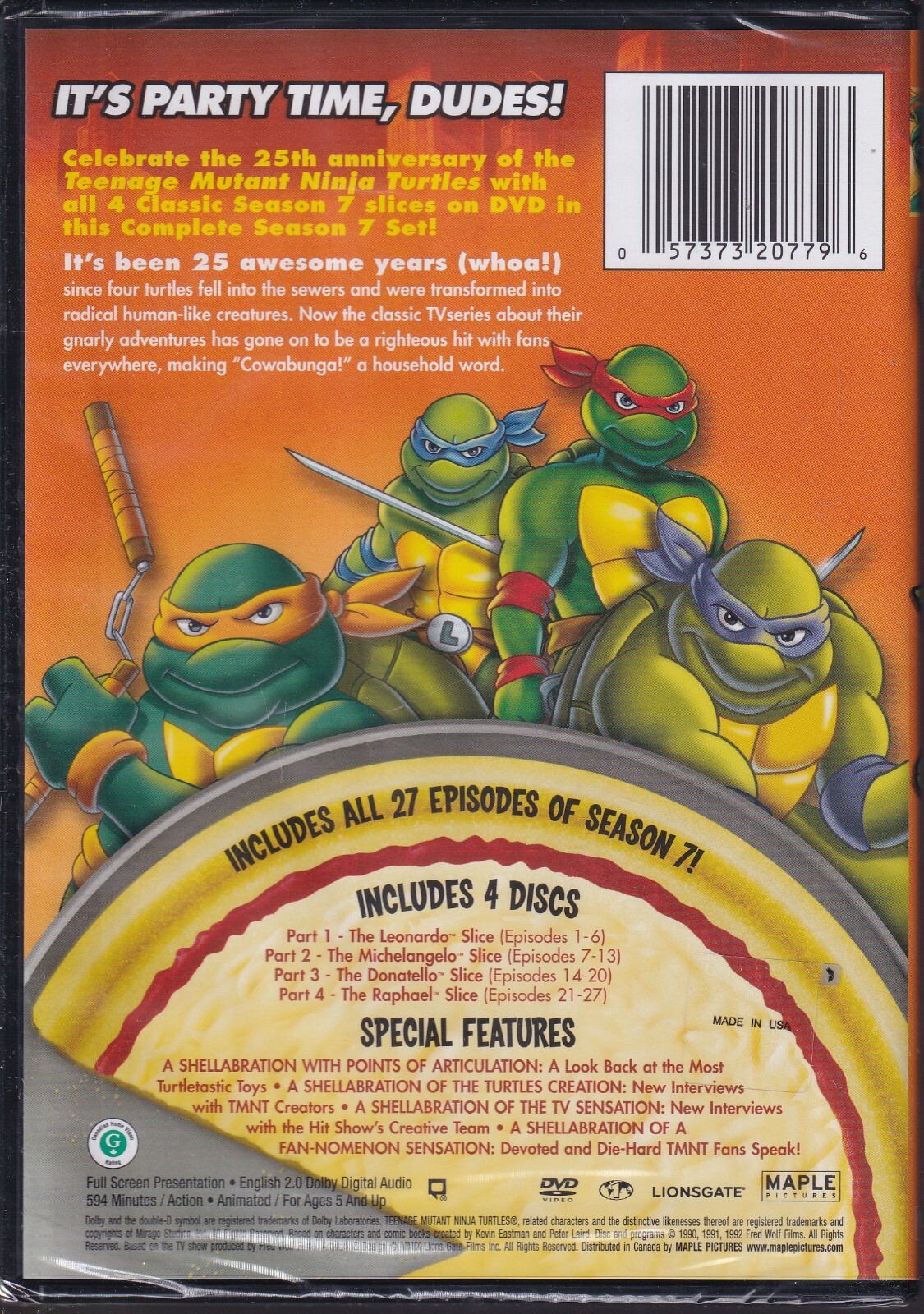 Teenage Mutant Ninja Turtles Complete Season Seven DVD 4 Disc Set [X ...
