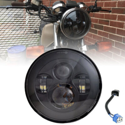 180W 7" E MARKED LED Headlight Black Lamp fit Motorbike Cafe Racer ...