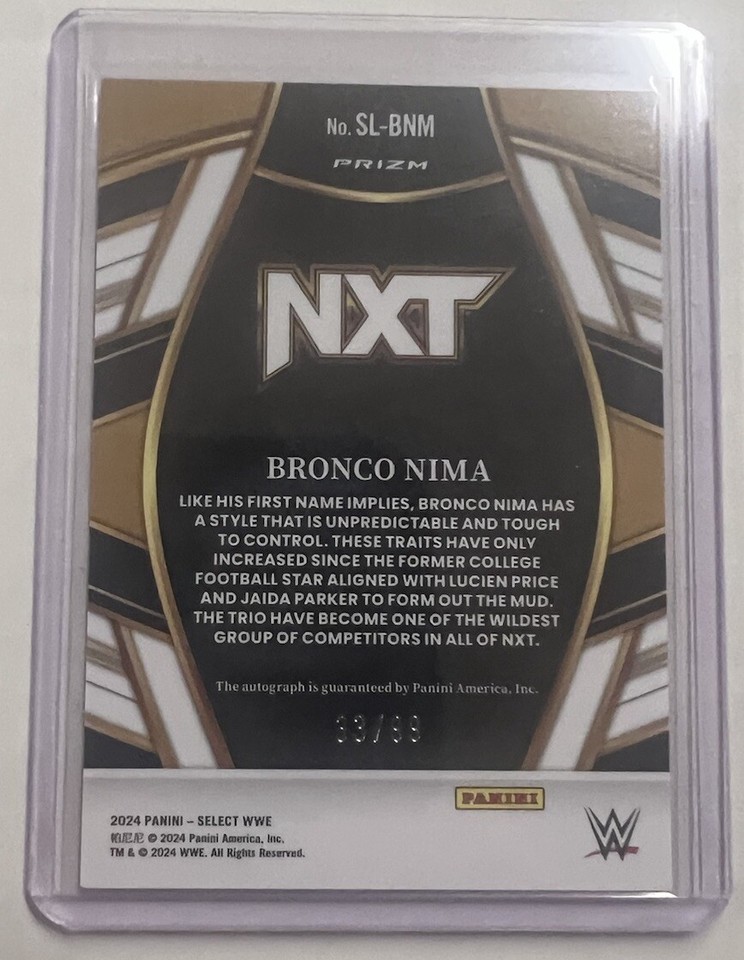 2024 Panini Select WWE Rwd Prizm Nxt Auto Bronco Nima #33/99 RC | eBay