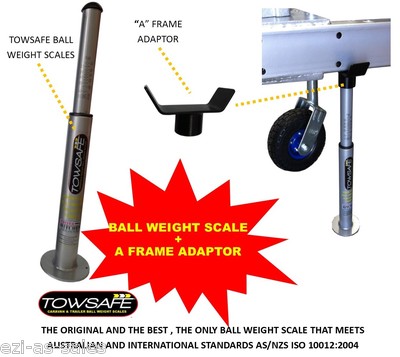 TOWSAFE TOW BALL WEIGHT SCALES + "A" FRAME ADAPTOR CARAVAN TRAILER ...