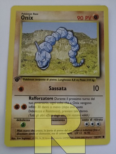 Onix ® Base Set 56/102 ® Common ® Pokemon ® 1st EDITION MISSPRINT ...