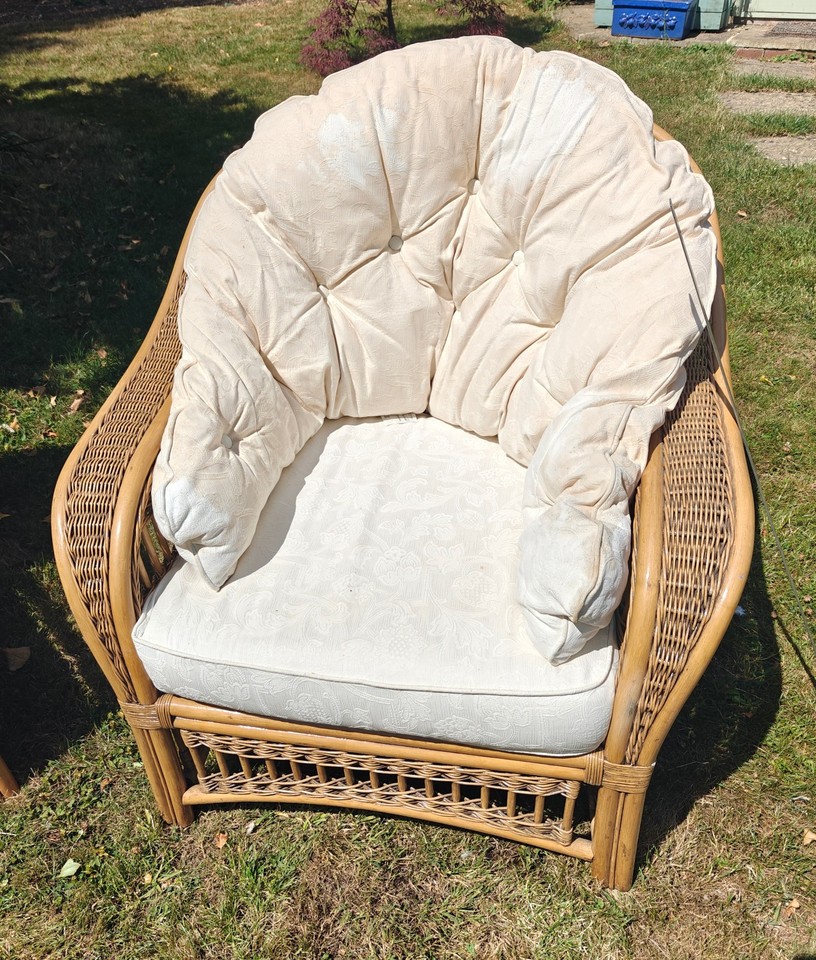 5 piece Rattan Garden Conservatory Furniture set 3 seat Sofa & 2 ...