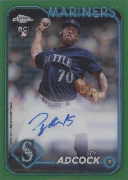 2024 Topps Chrome - Rookie Autographs Ty Adcock #RA-TA Green Refractor ...