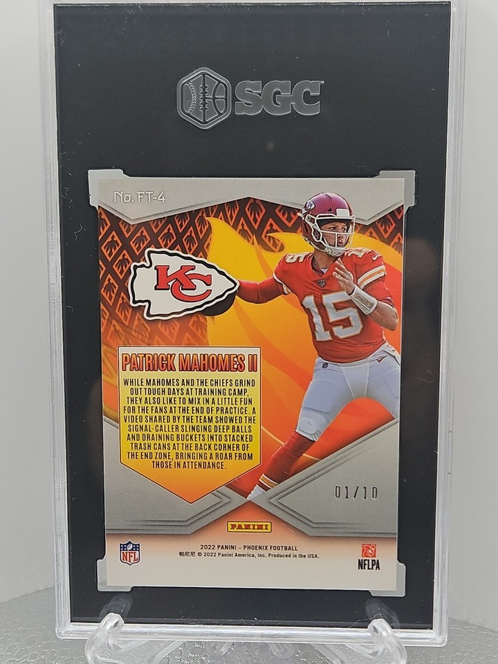 Patrick Mahomes 2022 Phoenix Flame Throwers Black SGC GEM 10 SSP 1/10 ...