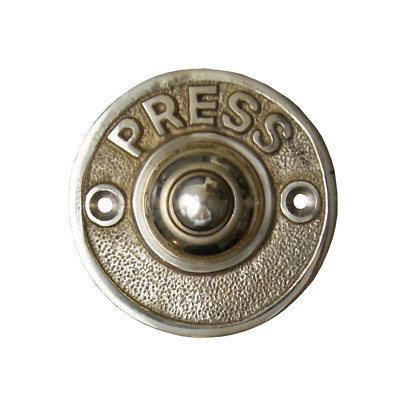 Vintage Door Bell Push Button 'Press' Round Aged Brass 60mm Diameter ...