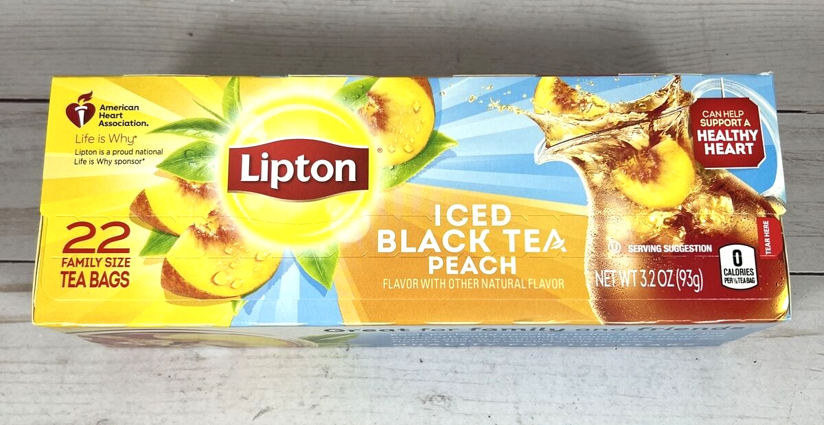 Lipton Iced Black Tea PEACH 22 Family Size Bags BB:11/20/2024 | eBay