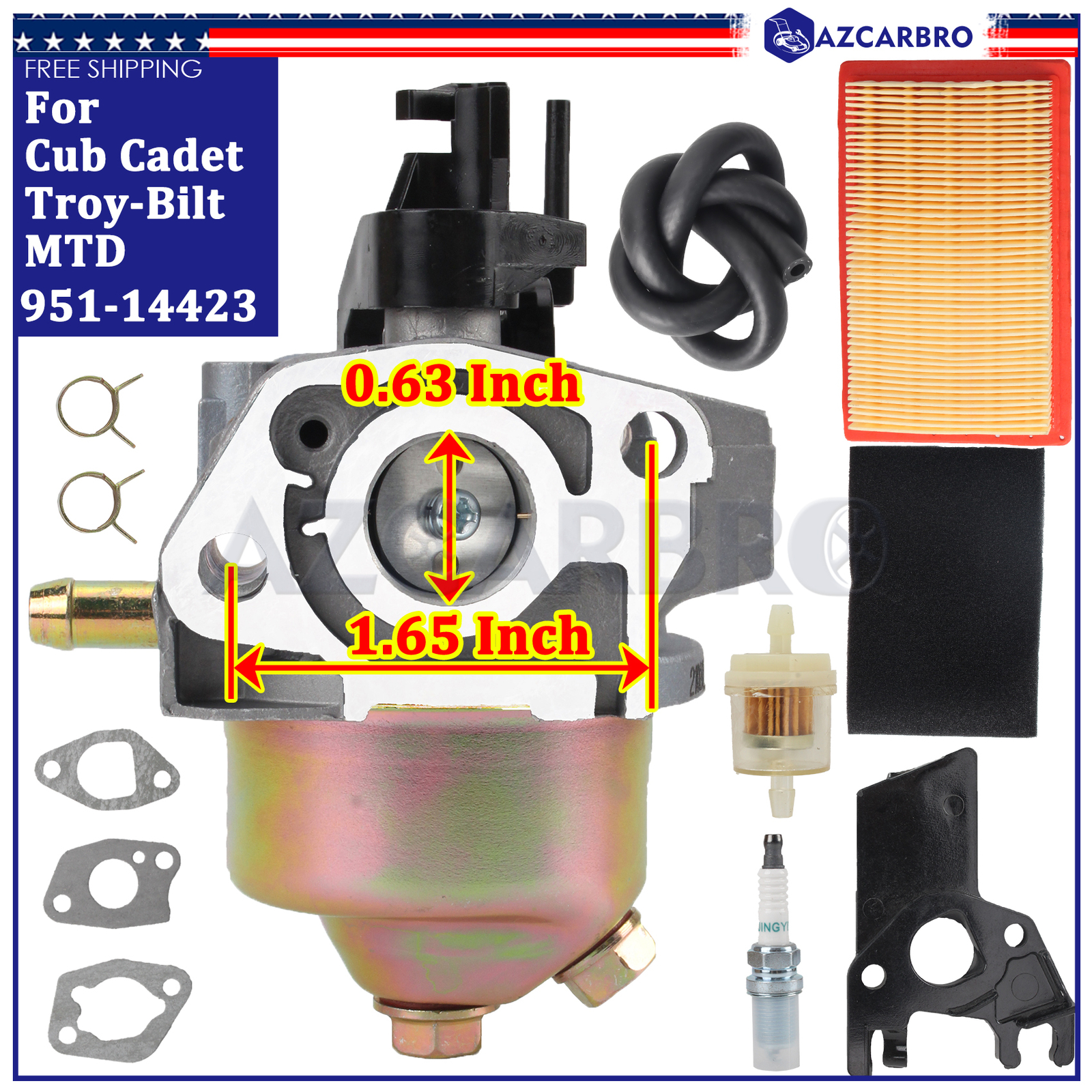 951-14423 for HUAYI Carburetor w/ Gasket Troy-Bilt TB105, TB120, TB220 ...