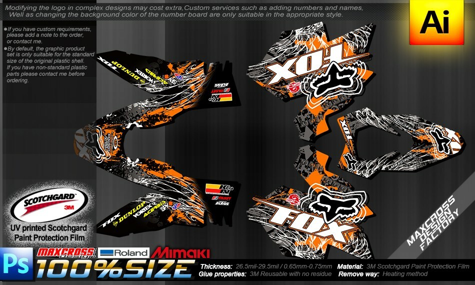 MAXCROSS GRAPHICS KIT DECALS DECAL STICKERS FOR LC4 690 SM SMR 2007 ...