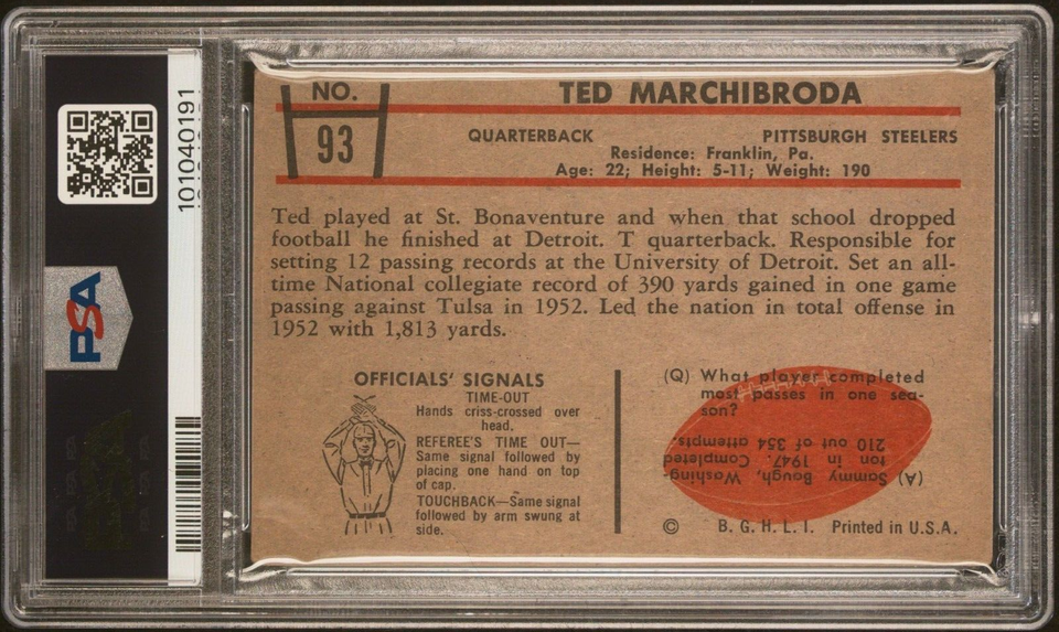 1953 BOWMAN TED MARCHIBRODA #93 PSA 3 VG | eBay