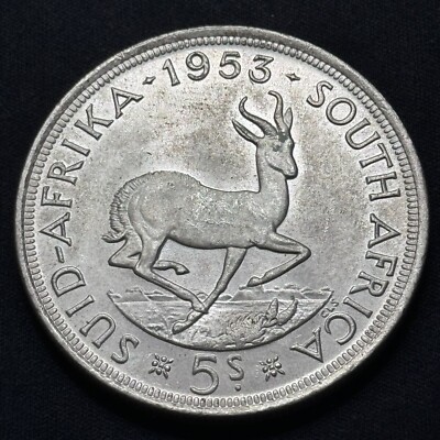 1953 South Africa 5 Shilling Crown Springbok Silver Coin | eBay