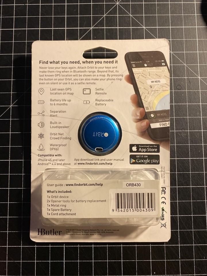 Orbit Key Finder-Find Your Keys and Phone-Selfie Remote ORB430-New | eBay