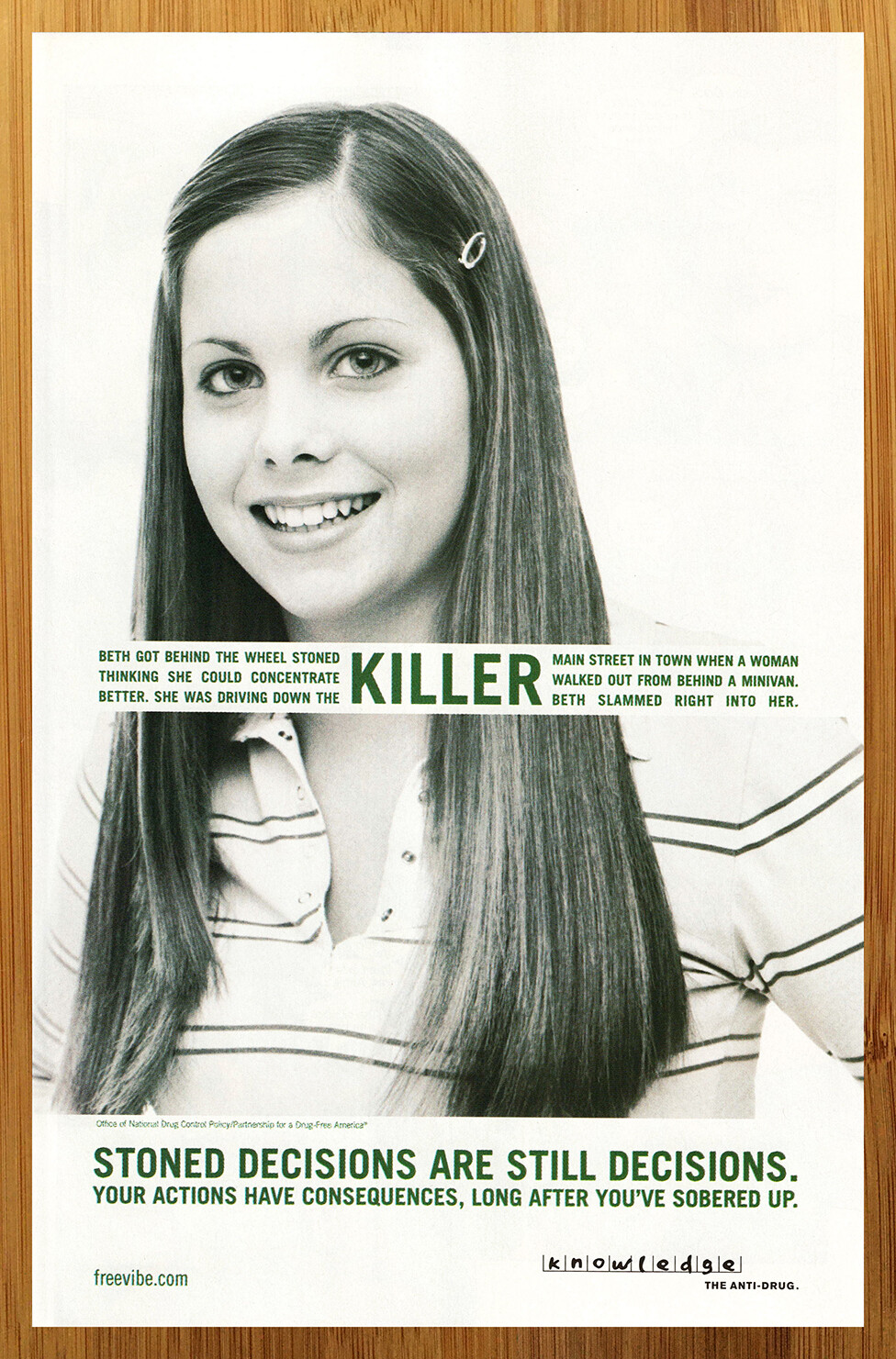 2003 Free Vibe Anti-Drug Print Ad/Poster Anti-Marijuana Family Teens ...