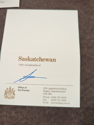 Premier Scott Moe, Government Of Saskatchewan Autographed card | eBay