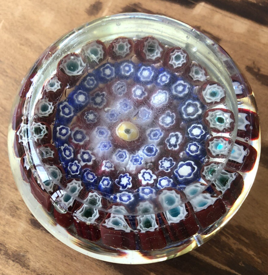 Vintage large Millefiori Paperweight Murano Italy -Fused glass rods ...