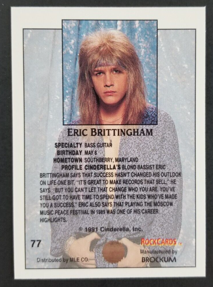 Eric Brittingham 1991 Music Rock Band Brockum Rock Star Card #77 (NM ...