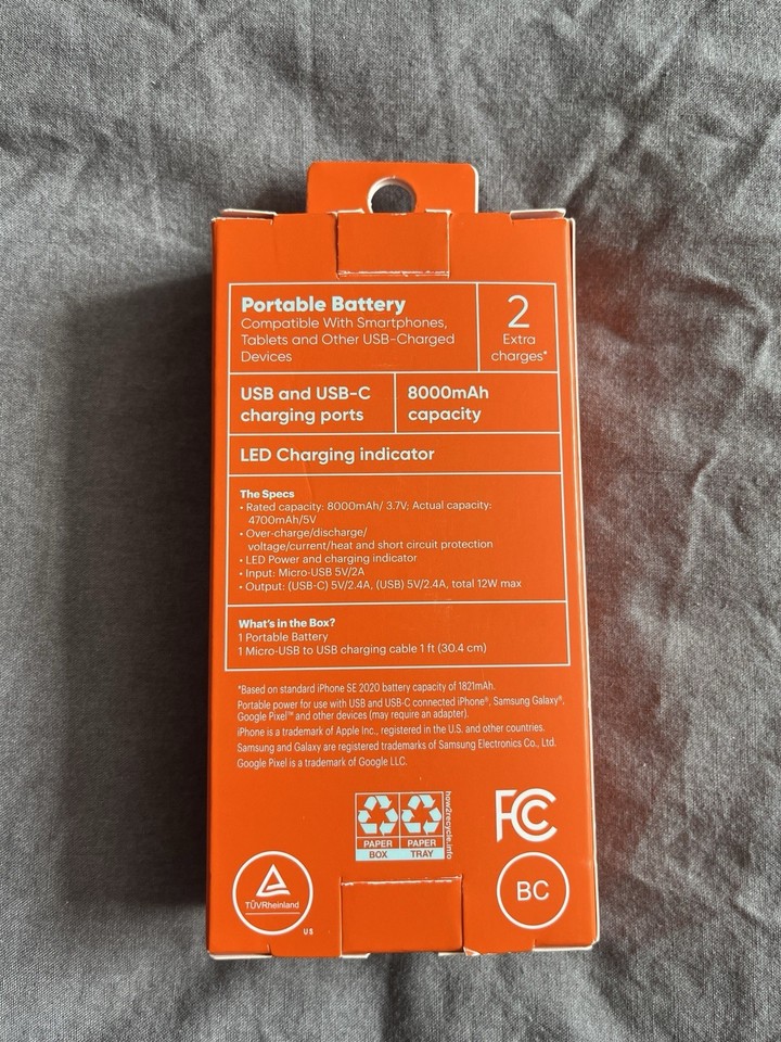 Onn. Portable Power Bank 8000mAh, BLUE | eBay UK