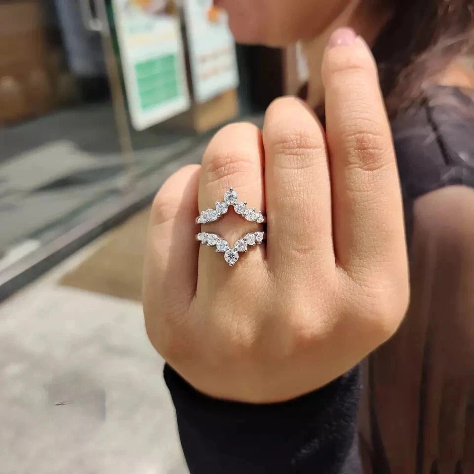 2Ct Round Cut Lab Created Diamond Wrap Guard Enhancer Ring 14k White ...