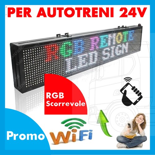 LED CAMION TIR AUTOTRENI 24V BARRA LUMINOSA WIFI SCRITTA SCORREVOLE 1Mt ...