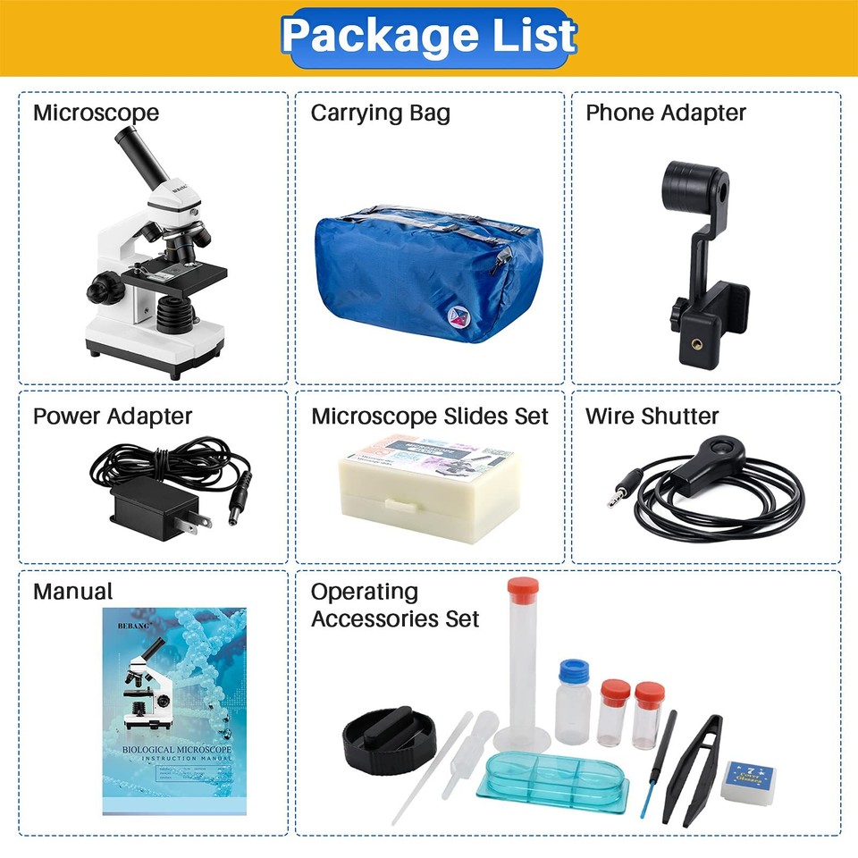 Microscope , 100X-2000X BEBANG Compound Microscope with Microscope ...