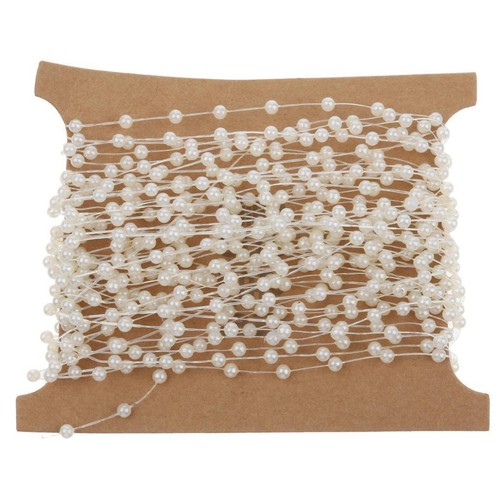 5M Fishing Line Pearl Bead Chain Trimming DIY Decoration Beige | eBay ...