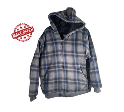 Maxxsel Sherpa Lined Flannel Jacket Full Zip Warm Casual Winter Hoodie ...