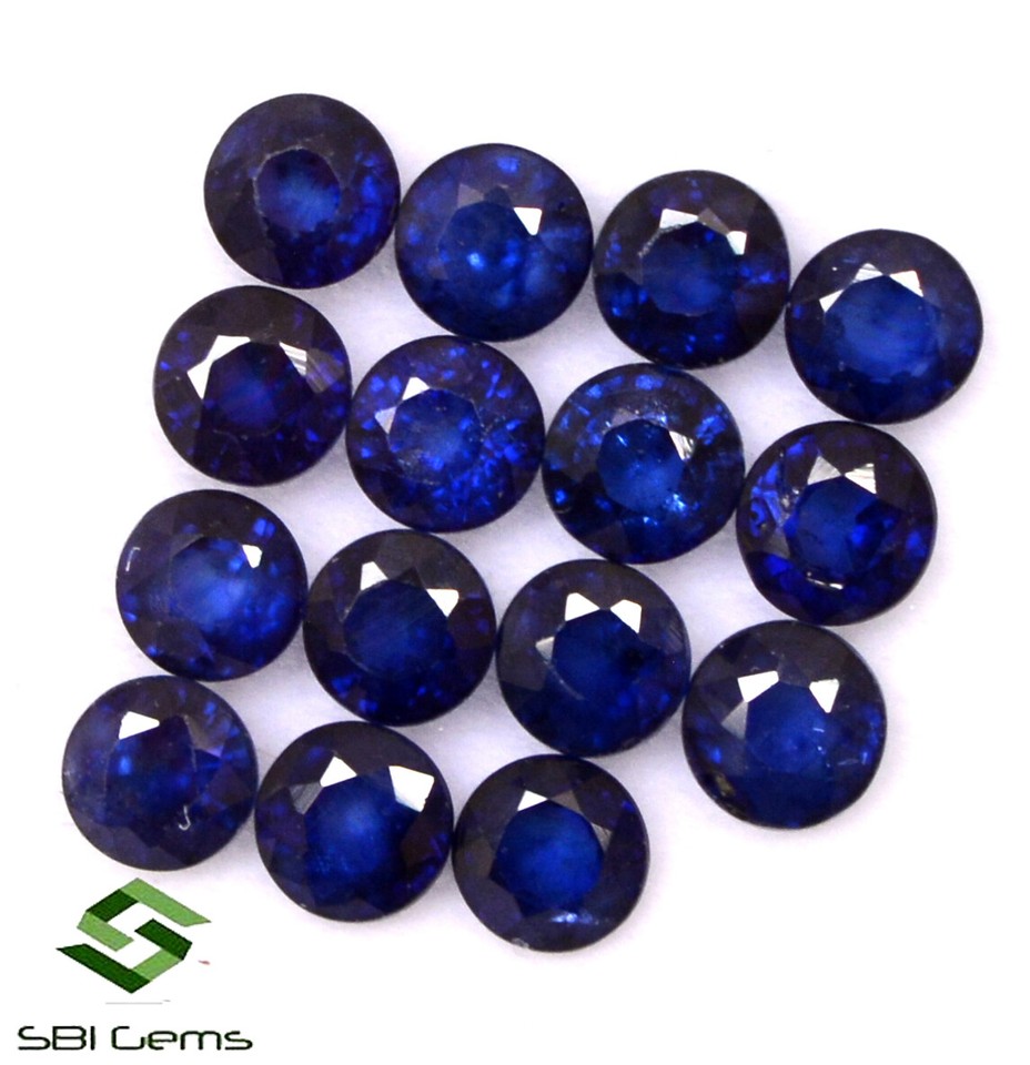 3.13 Cts Natural Blue Sapphire Round Cut 3.25 mm Lot 15 Pcs Loose ...