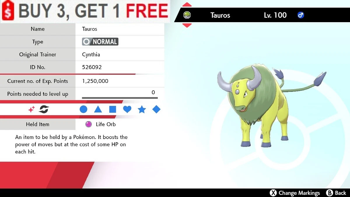 Pokemon Tauros Shiny