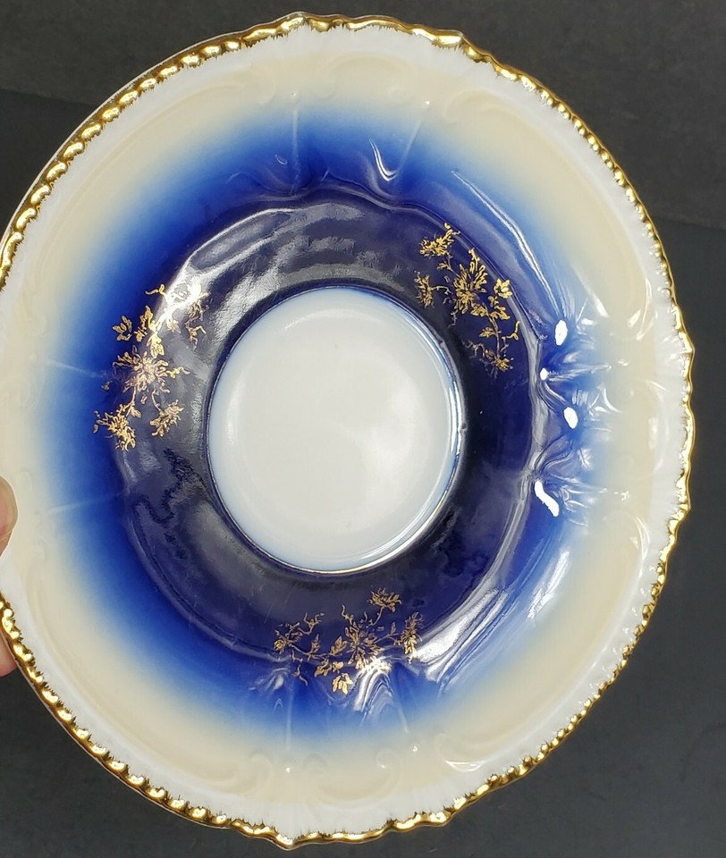 Antique PMB Royal Bavarian China Mush Cup & Saucer Cobalt Gold Roses ...