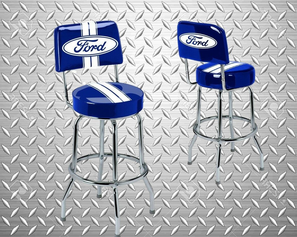 Ford Racing Stripes Bar Stool with Backrest - Trucks - Dealership - Pub ...