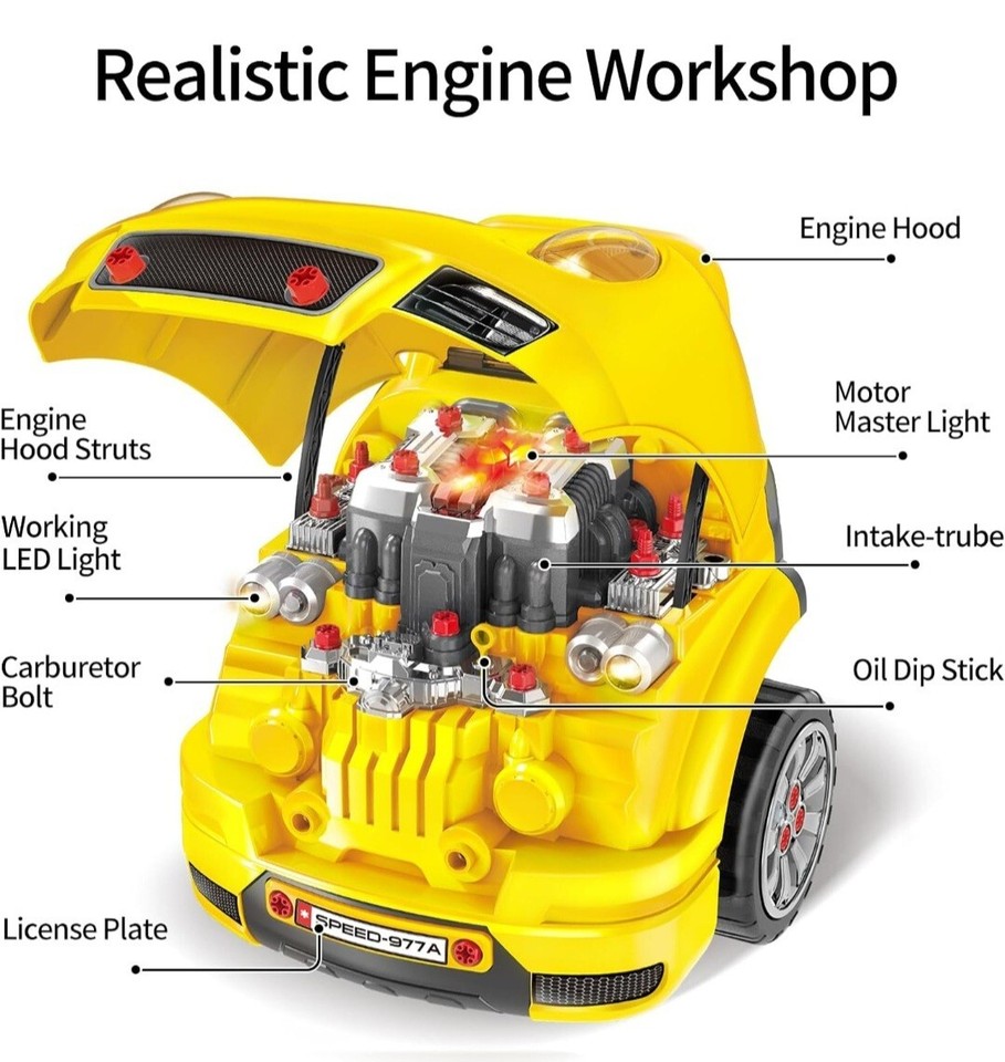 Large Truck Engine Toy, Big Truck Builder Kit for Toddlers 3-5, Kids ...