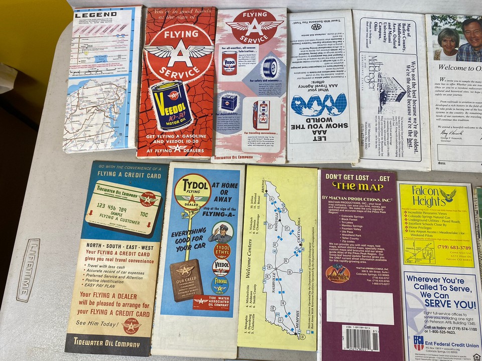 Flying A Touring Service oil gas service Station road Maps lot Display ...