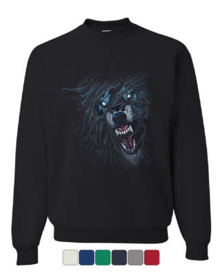 Fierce Growling Wolf Sweatshirt Wilderness Wild Animal Lone Wolf ...